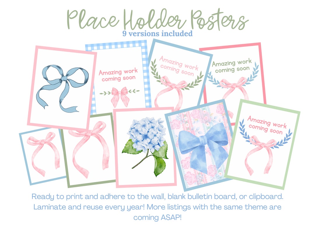 Grandmillennial Coquette Bows Work Coming Soon Place Holder Posters - Etsy