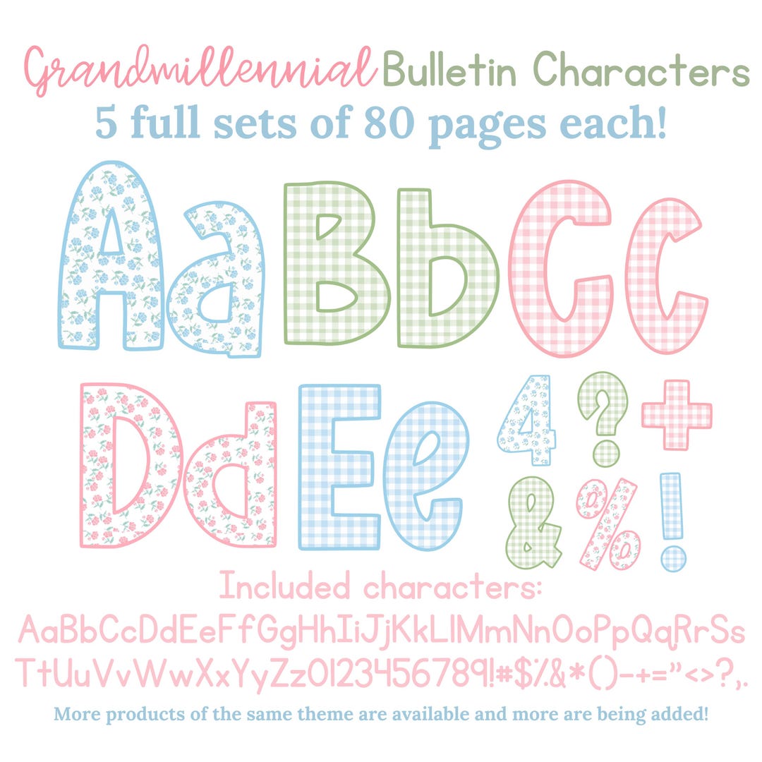 Preppy Letters, Numbers, Etc. for Print & Bulletin Board ...