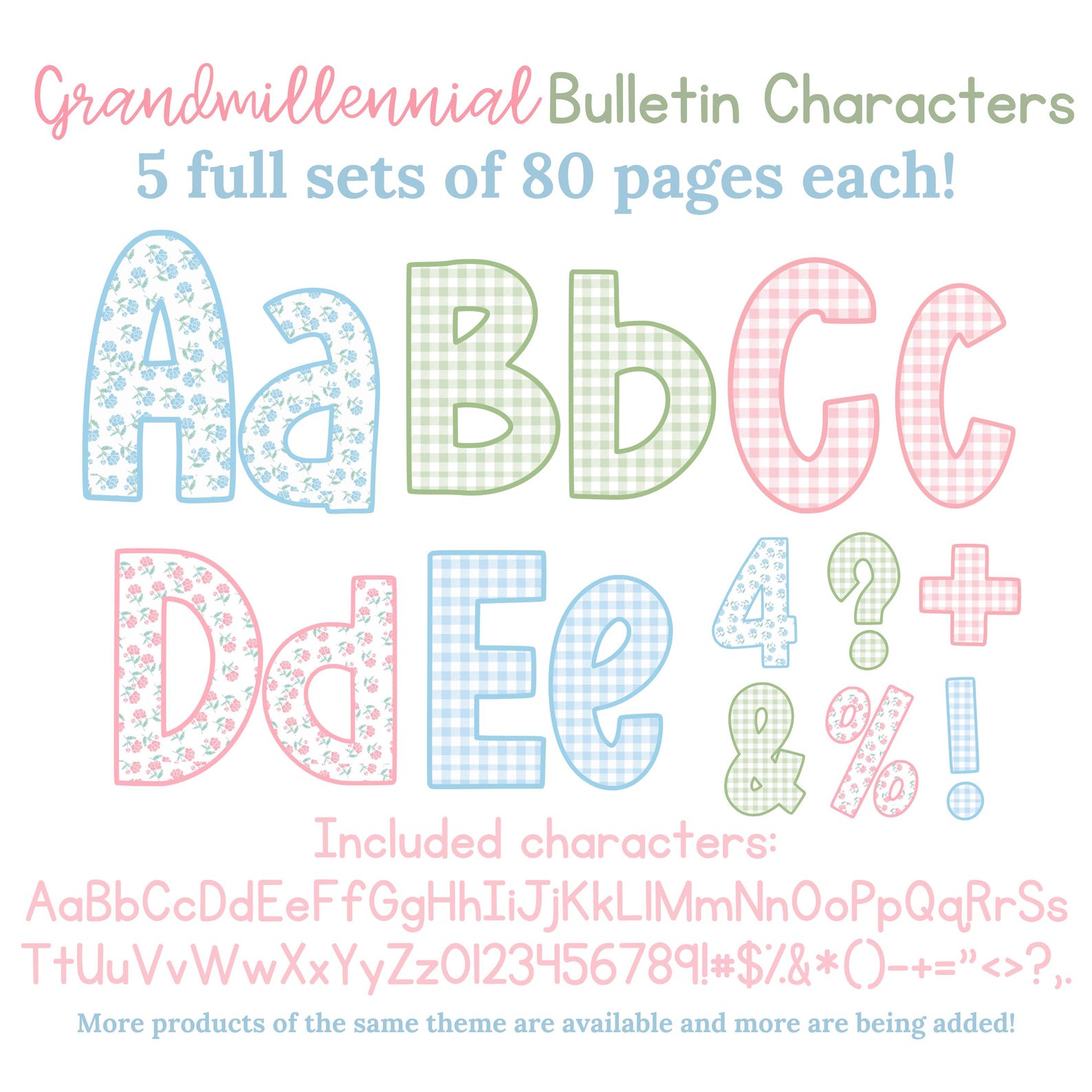 Preppy Letters, Numbers, Etc. for Print & Bulletin Board ...