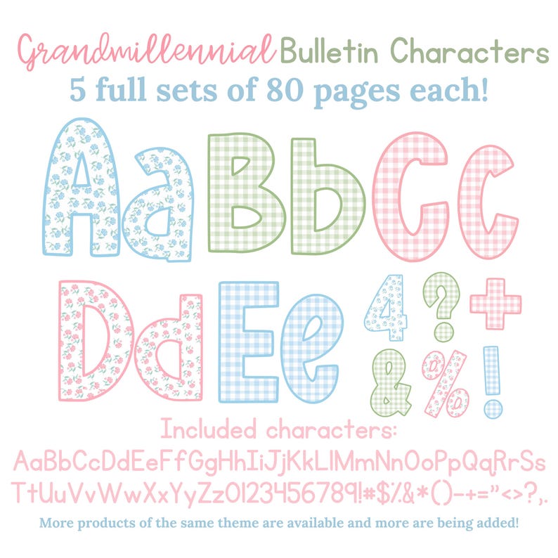Preppy Letters, Numbers, Etc. for Print & Bulletin Board ...