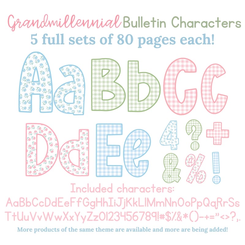 Gingham Letters for Printing - Etsy