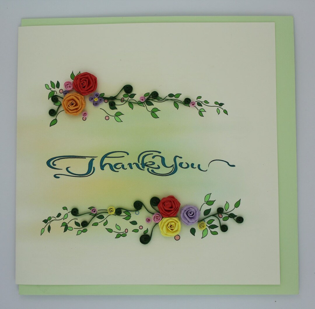 Thank You Quilling Card 3D Card Greeting Card Quilled Card - Etsy
