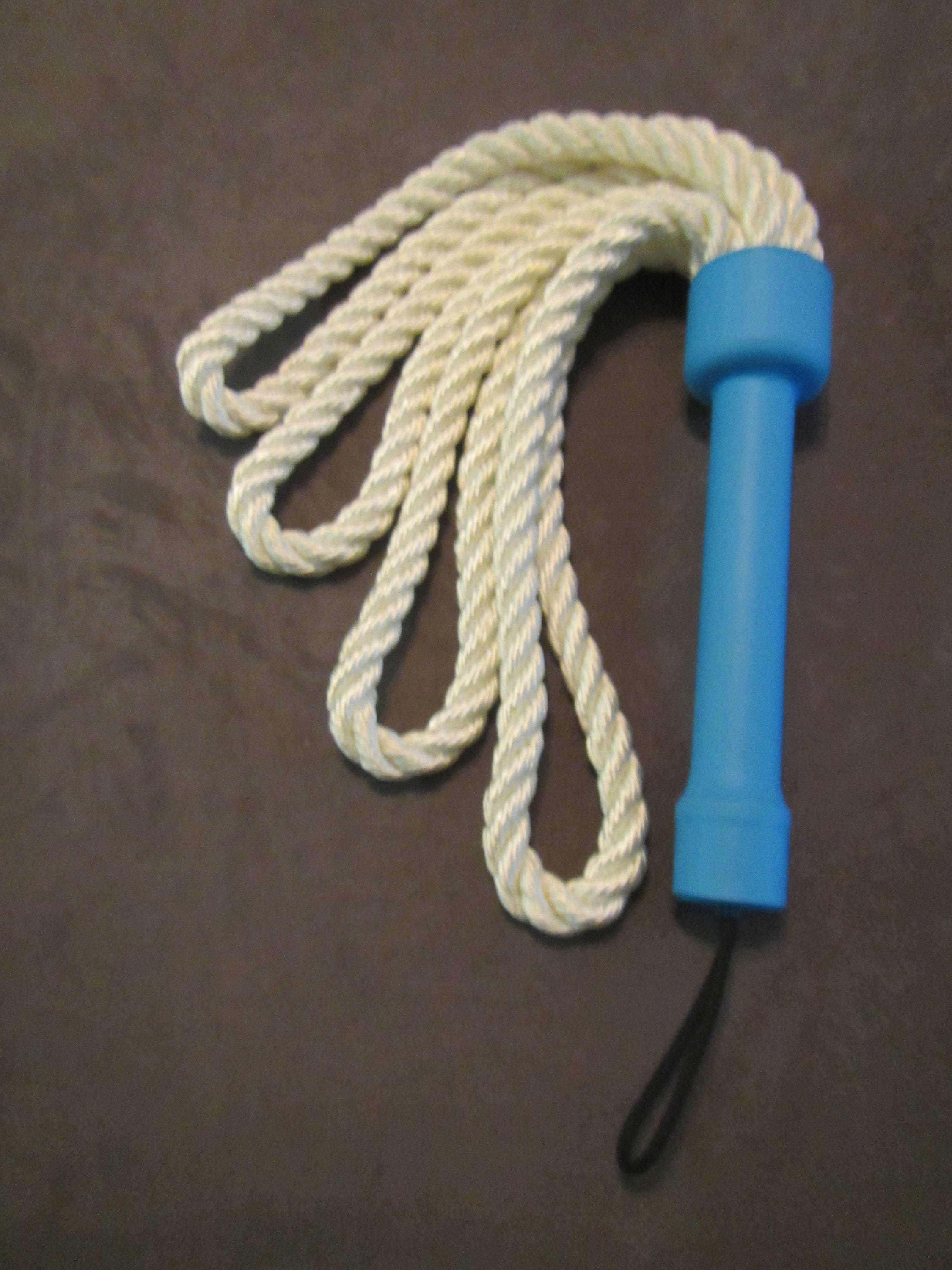 Rope Flogger 14 4 Loop White With Blue Handle for BDSM Impact Play All ...