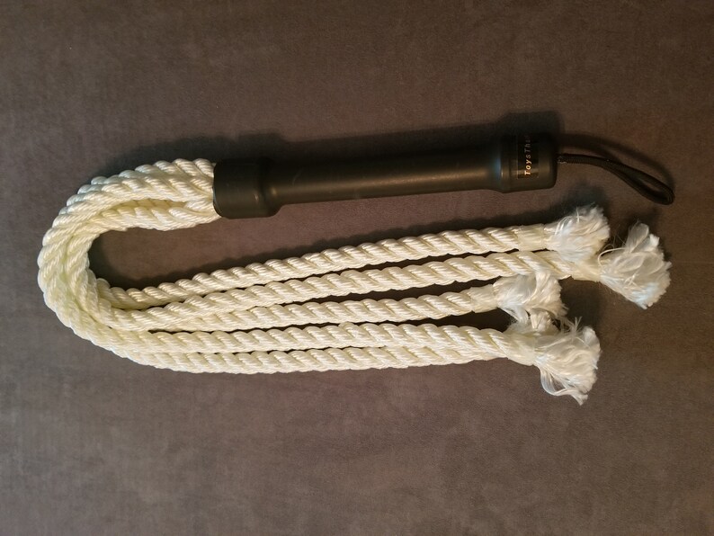 Rope Flogger 23 Aglets White With Black Handle for BDSM Impact Play ...