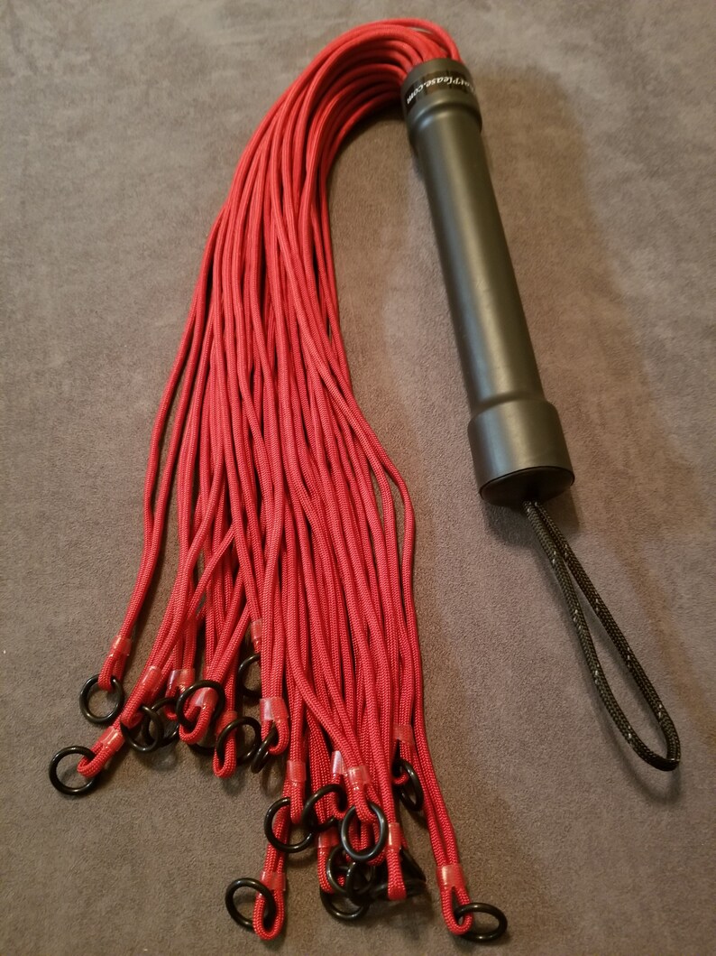 FPRR16B Paracord Flogger 16 Red With Rubber Rings and Black Handle for ...