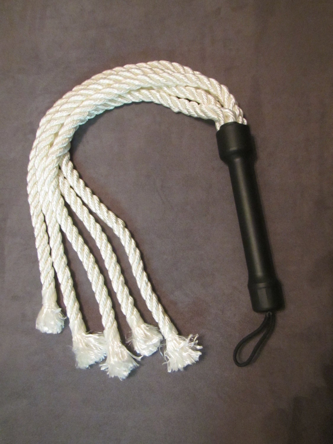 Rope Flogger 23 Aglets White With Black Handle for BDSM Impact Play ...