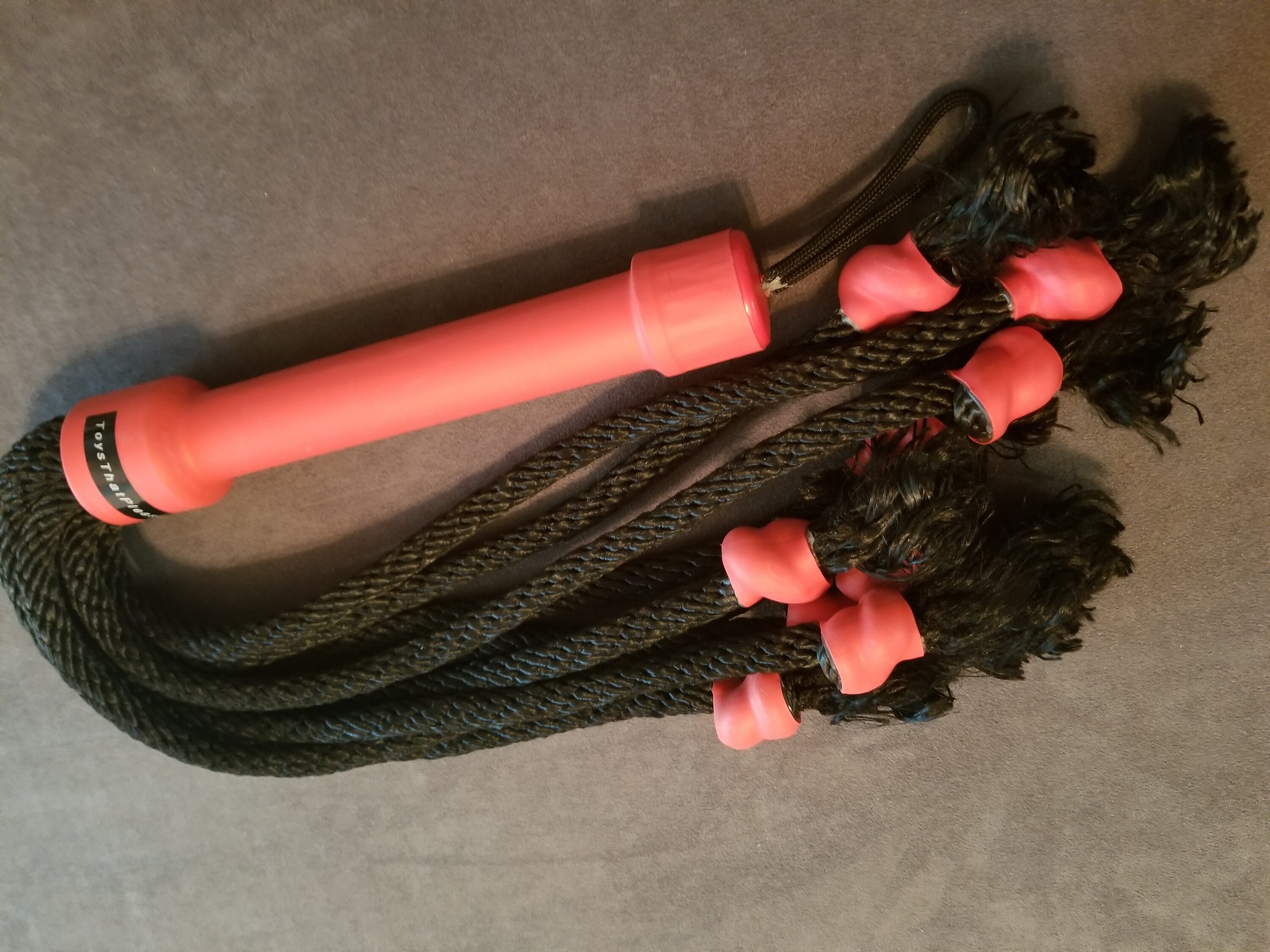 Rope Flogger 16 Red Knots With Red Handle for BDSM Impact Play Thud ...