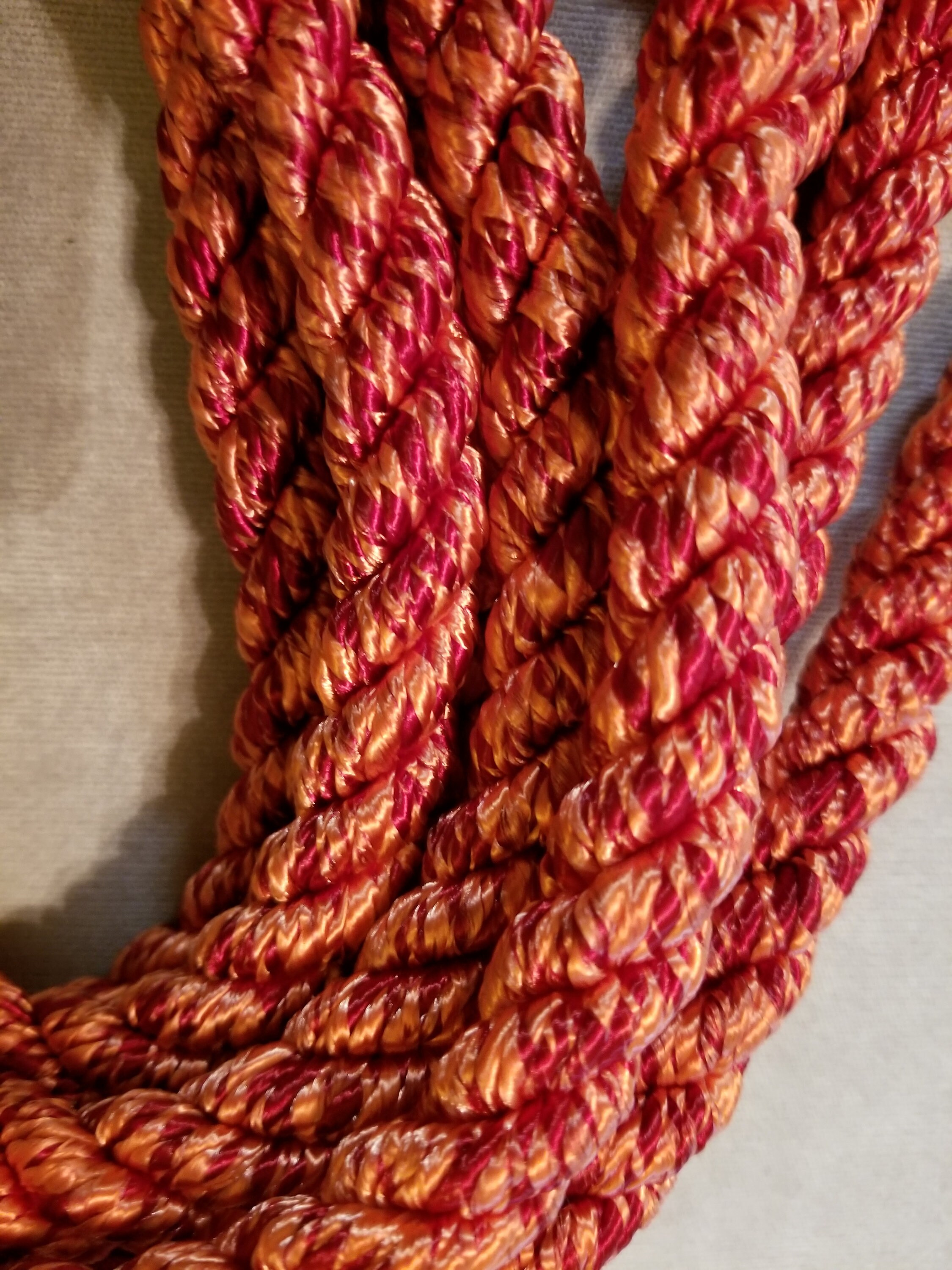 FR4L12B - Rope Flogger 12“ "4 Loop" Dyed Copper With a Black Handle for ...