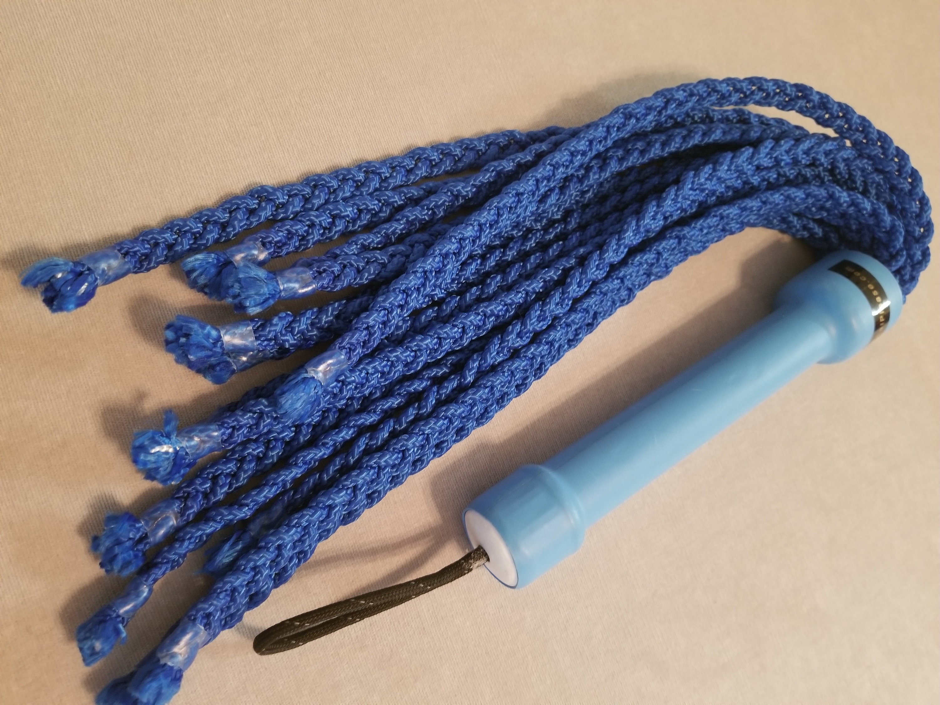FPBR16L Paracord Flogger 16 Braided Blue With Aglets and a Blue Handle ...