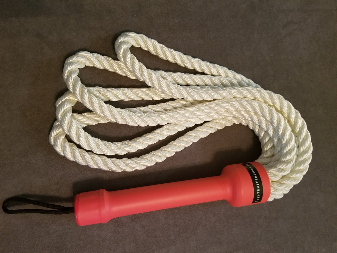 Rope Flogger 16 4 Loop White With Red Handle for BDSM Impact Play All ...