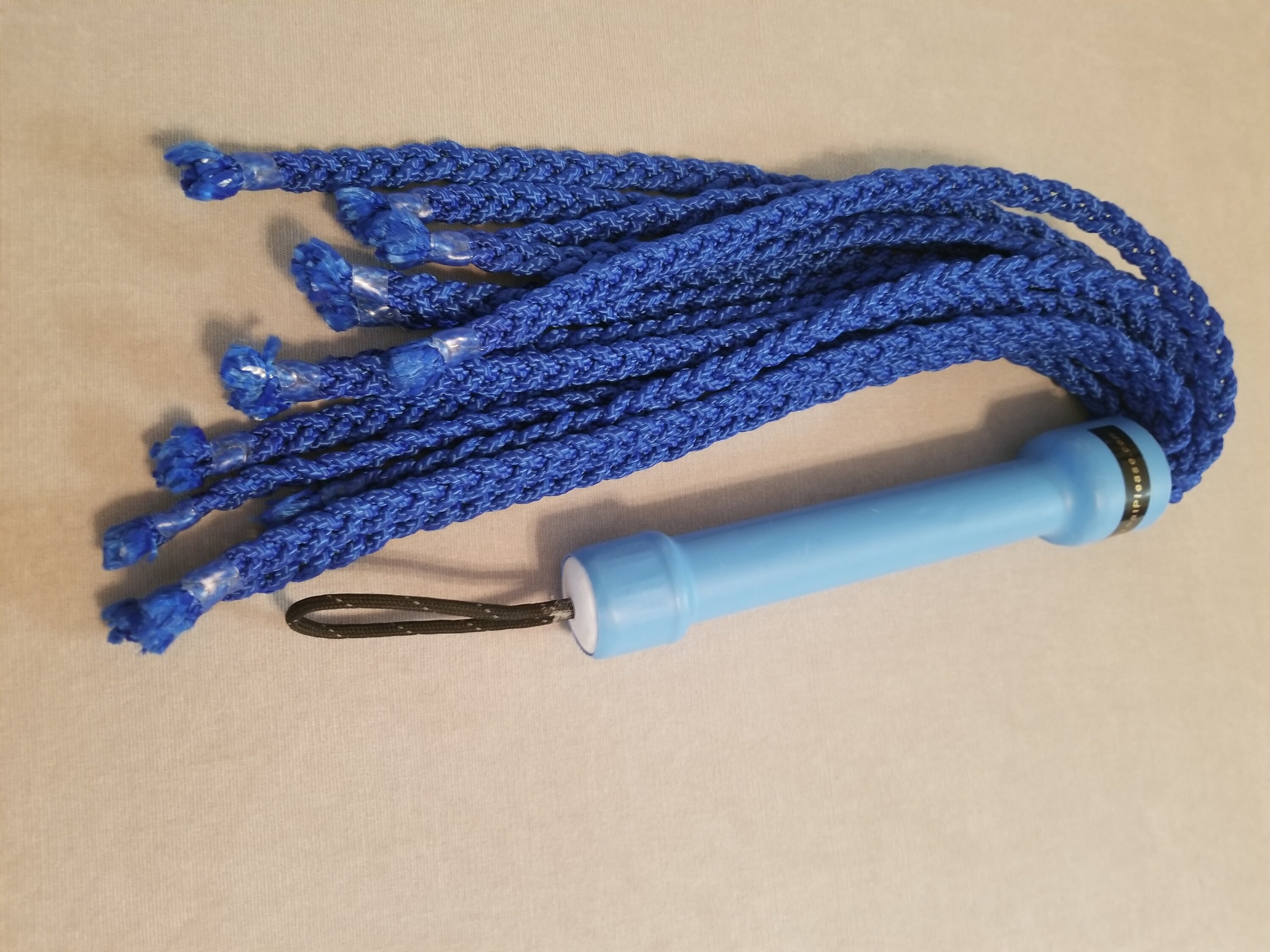 FPBR16L Paracord Flogger 16 Braided Blue With Aglets and a Blue Handle ...