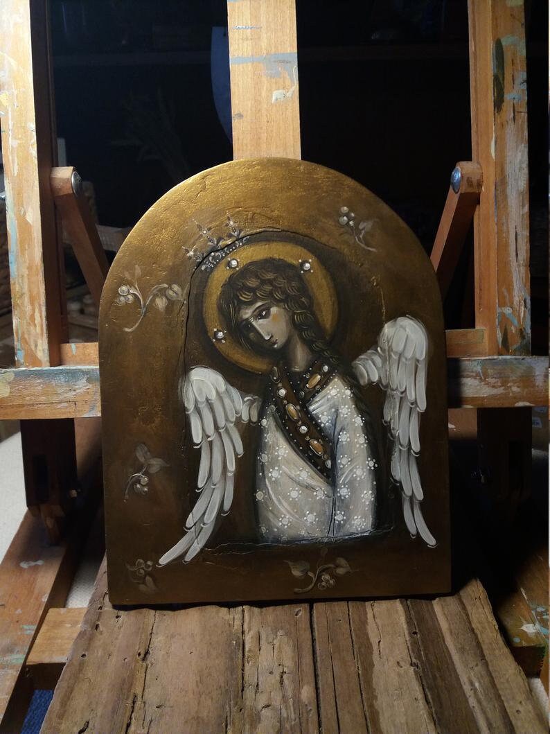 Eastern Orthodox Icons - Religious Angel Painted on Wood - Religious ...
