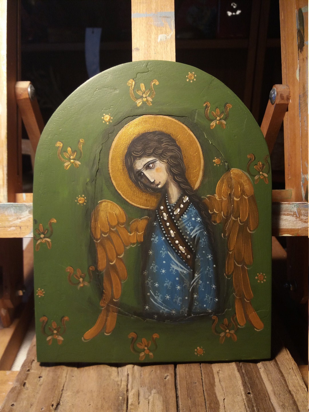 Hand Painted Angel With Wings Wood Icon Orthodox Religious Painting on ...