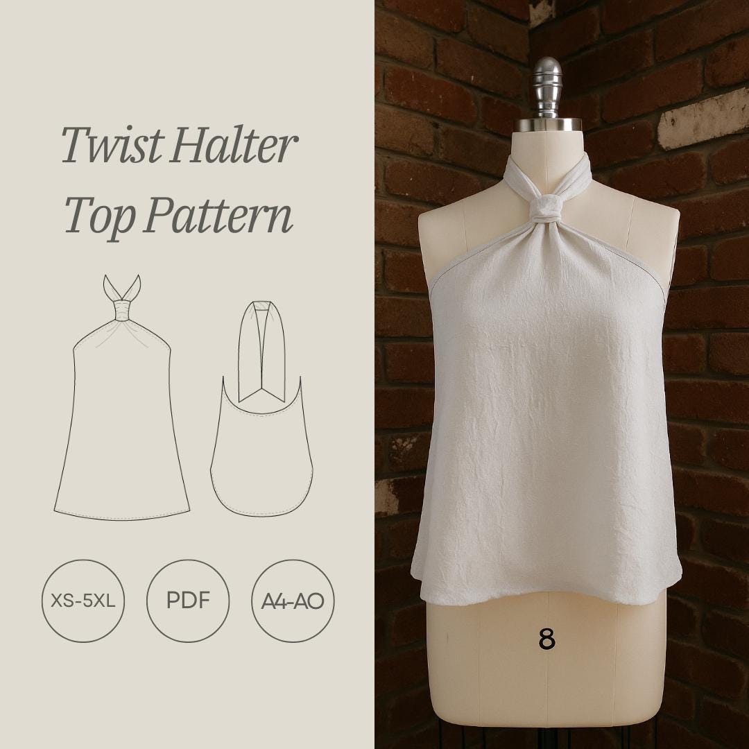 Twist Halter Top PDF Pattern (XS-5XL) - Etsy