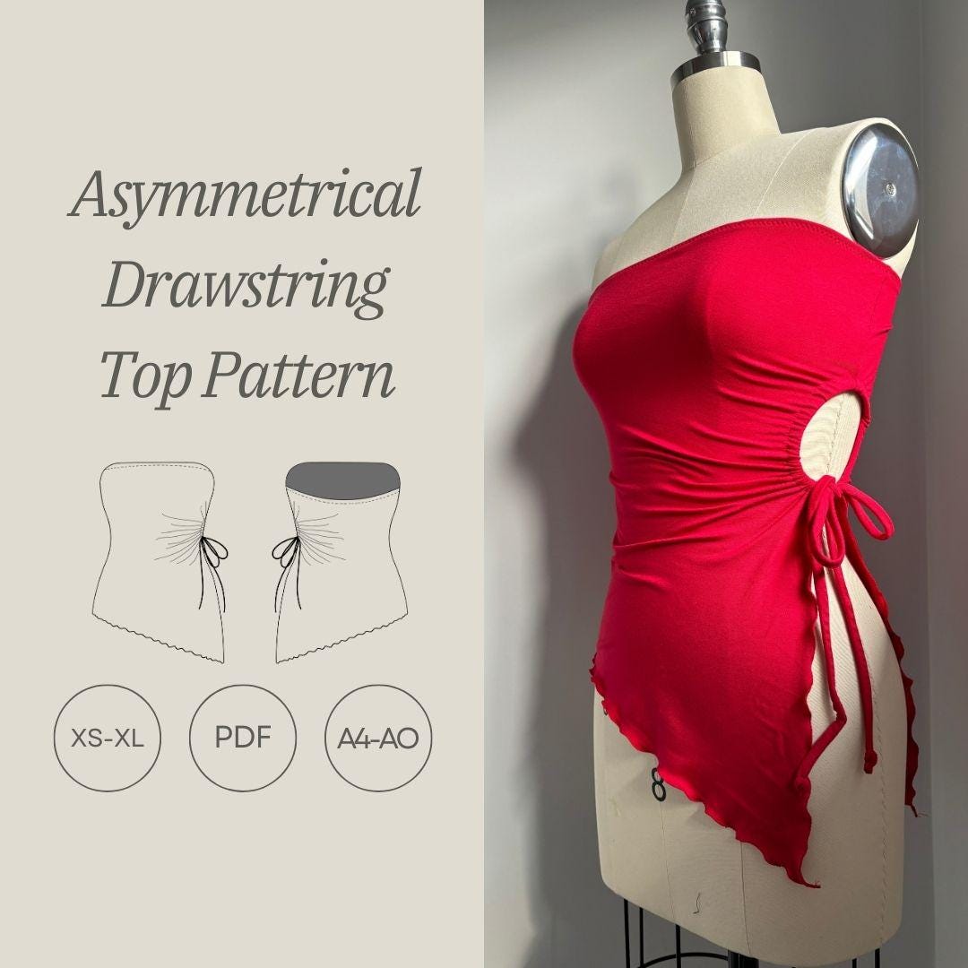 Asymmetrical Drawstring Top PDF Pattern - XS to XL - Etsy