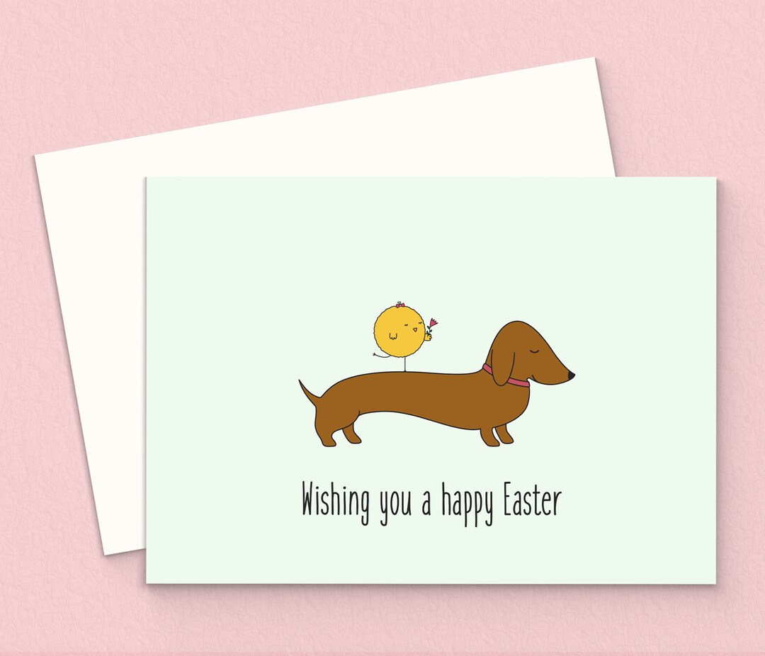 Printable Dachshund Easter Card. Dog Easter Card. Happy Easter Card ...