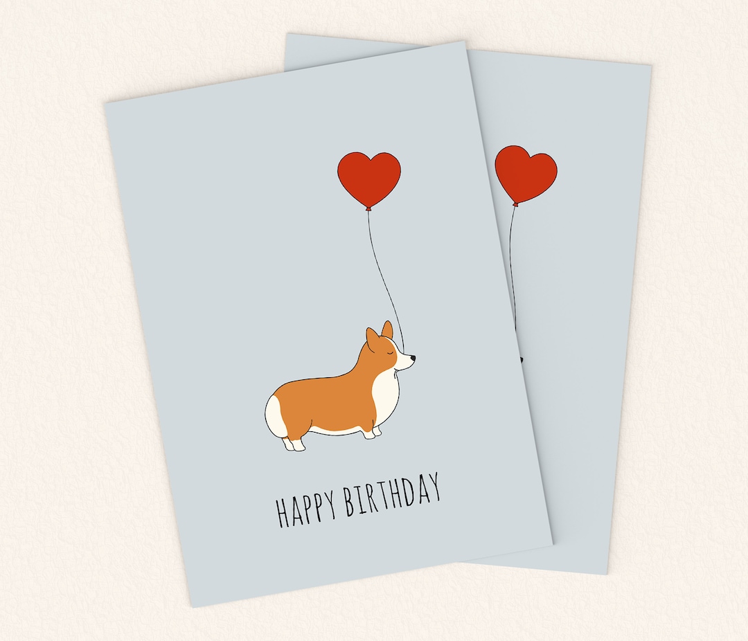 PRINTABLE Corgi Birthday Card Corgi Card Birthday Card for - Etsy
