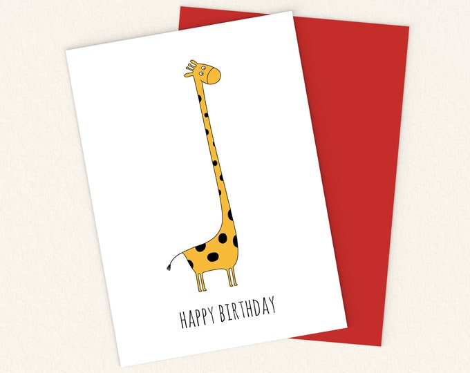 Printable Birthday Card. Giraffe Birthday Card. Printable Happy ...