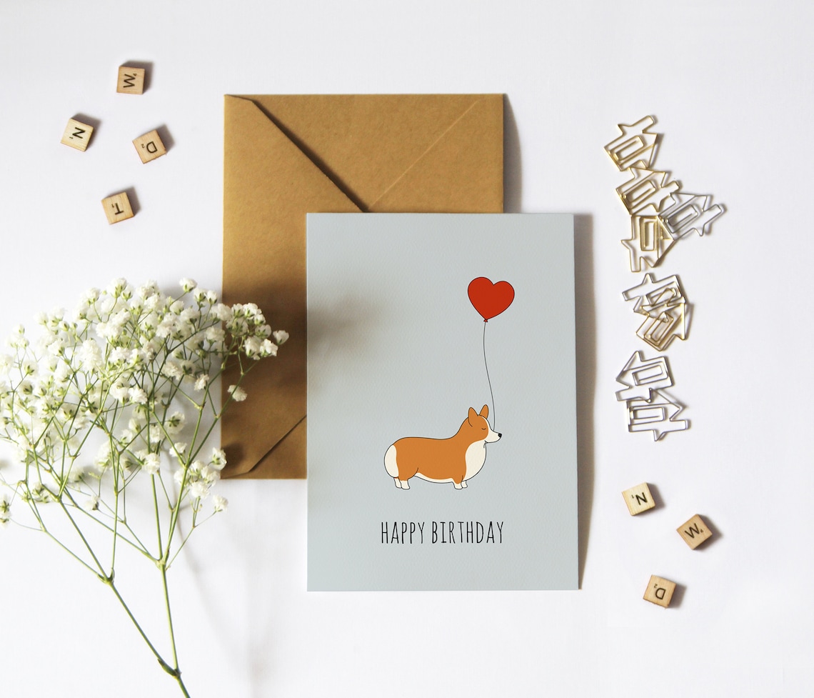 PRINTABLE Corgi Birthday Card Corgi Card Birthday Card for - Etsy