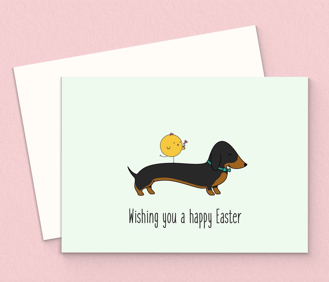 Printable Dachshund Happy Easter Card. Two Dog Easter Card. Happy ...