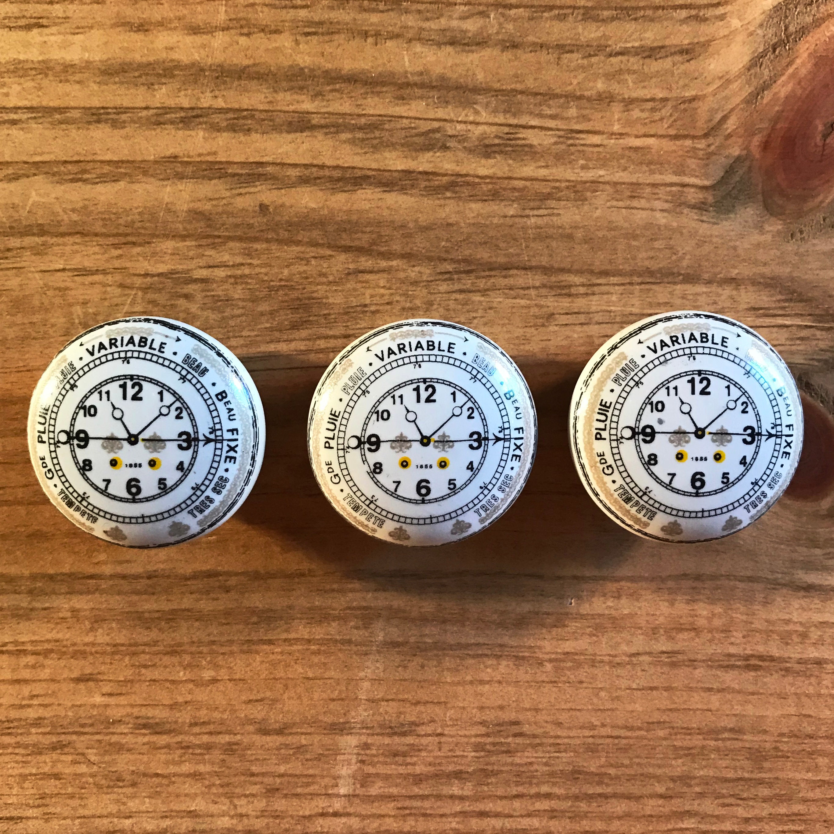 White Ceramic Clock Face Decal Furniture / Cabinet Knob With - Etsy