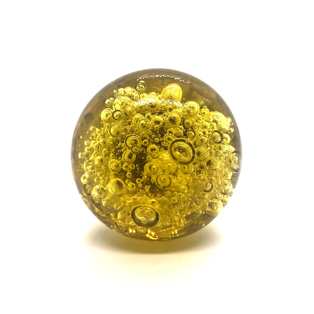 Very Dark Yellow Glass Sphere Furniture / Cabinet Knob + Silver Steel ...
