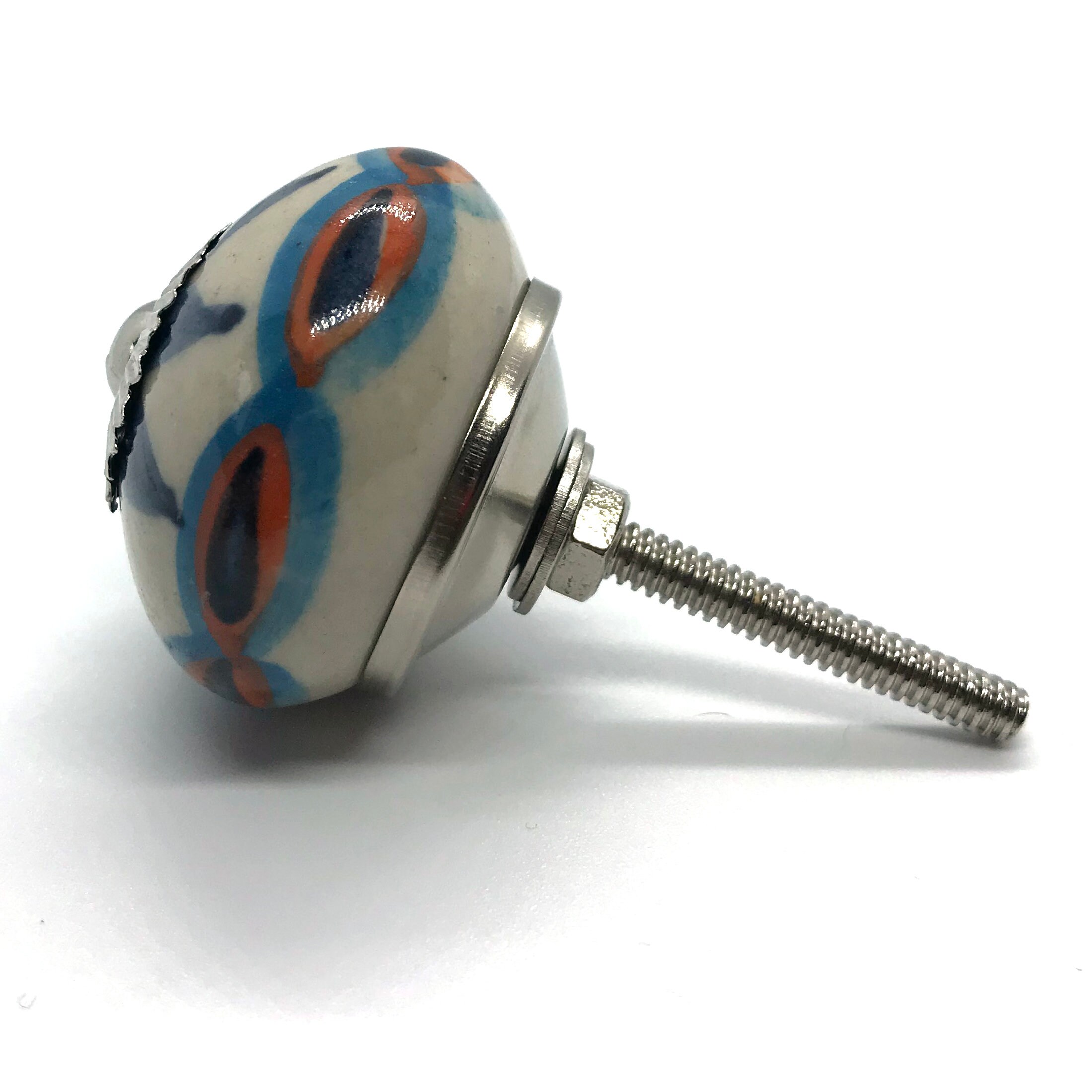 White Round Ceramic Sphere Furniture / Cabinet Knob Blue - Etsy