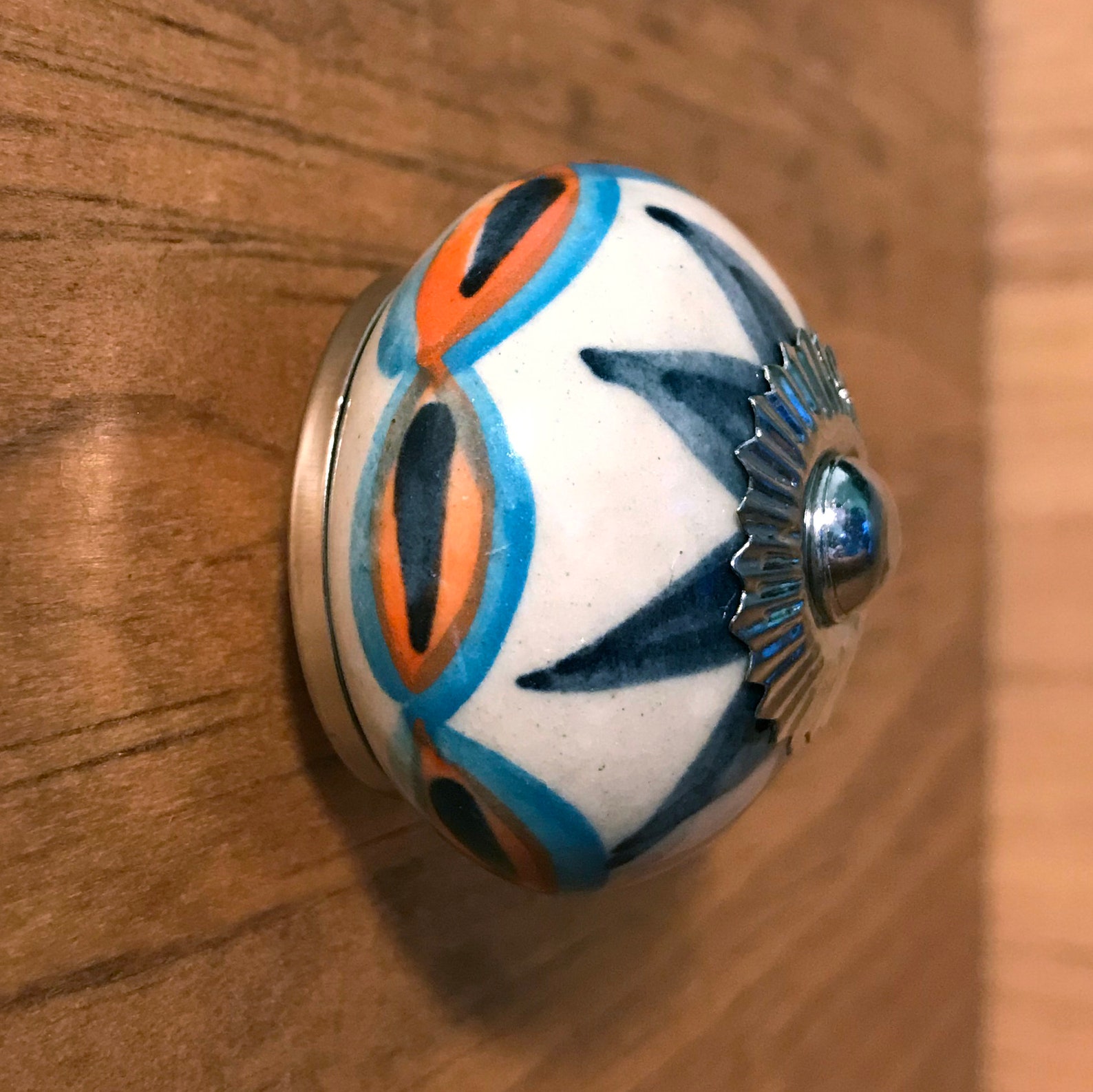 White Round Ceramic Sphere Furniture / Cabinet Knob Blue - Etsy