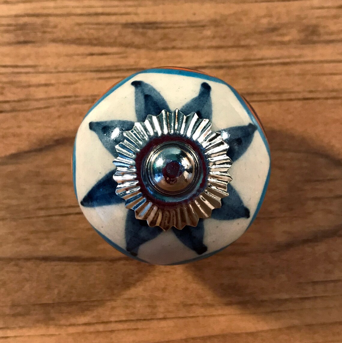 White Round Ceramic Sphere Furniture / Cabinet Knob Blue - Etsy