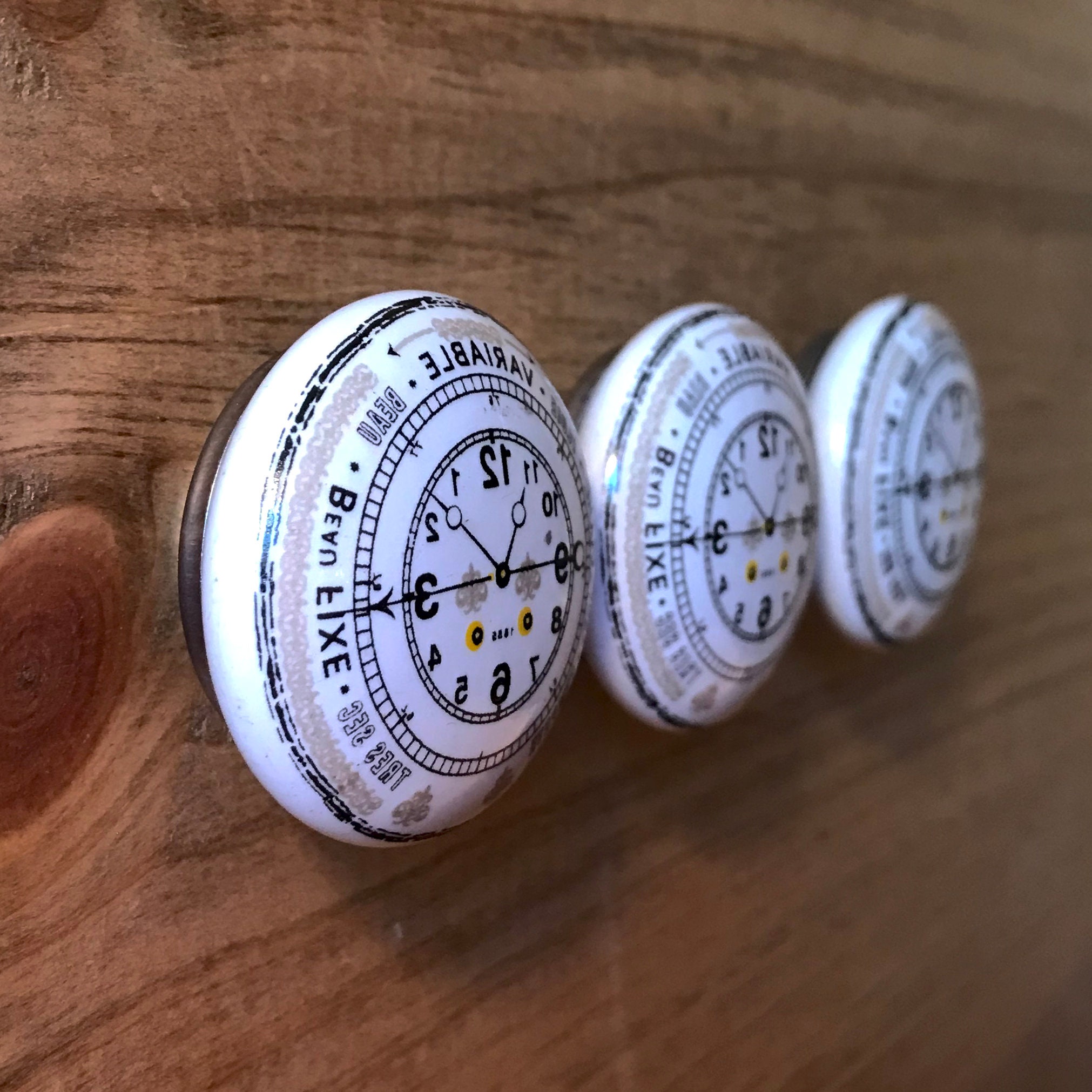White Ceramic Clock Face Decal Furniture / Cabinet Knob With | Etsy