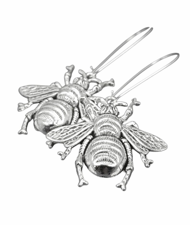 925 Silver Bumble Bee Statement Earrings, Large Insect Jewelry - Etsy