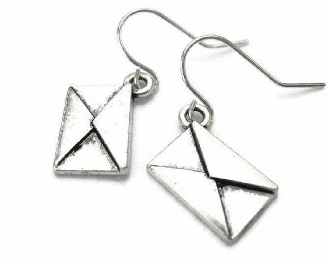 Envelope mail Silver Earring, 3D Letter U.S Postal Service Post Office ...