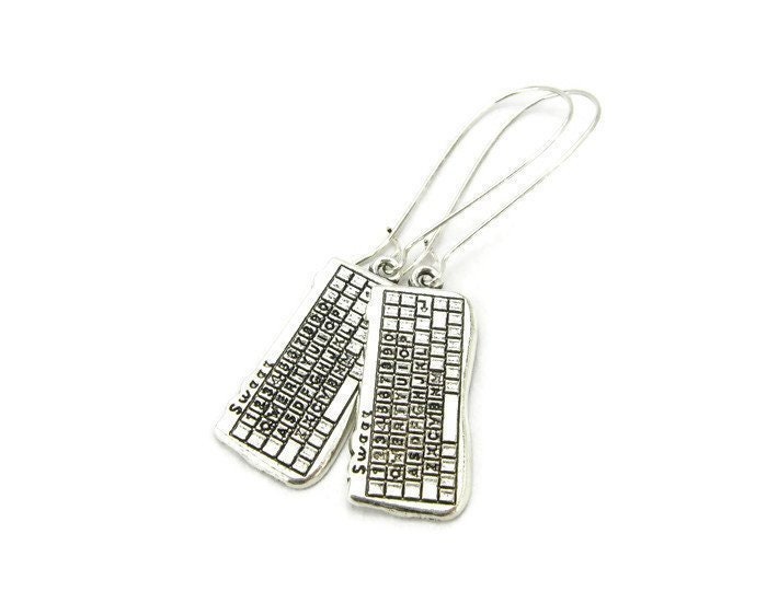 KEYBOARD 925 Silver Earrings Internet Technology Computer - Etsy Australia
