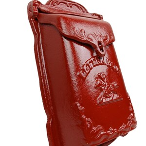 NOS VINTAGE MAILBOX Red Cast Iron Wall Letter Mail Box, French Country ...