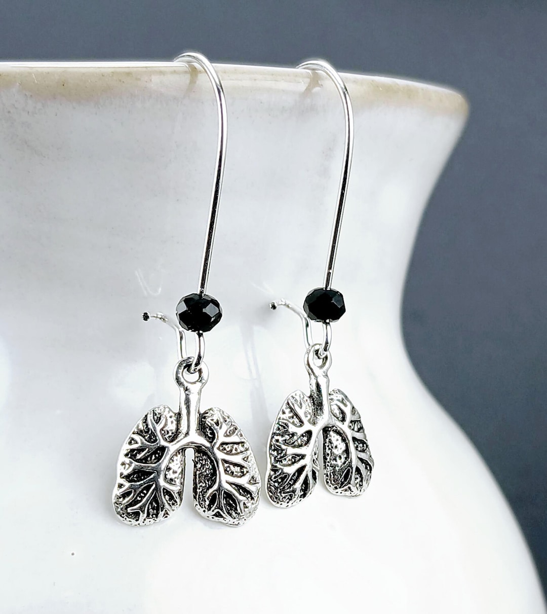 LUNG Silver Small Charm Earrings, Airway, Breathing, Body Organ ...