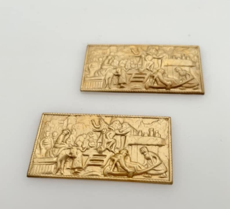 Medieval Scene Rectangle Brass Finding - Etsy Australia