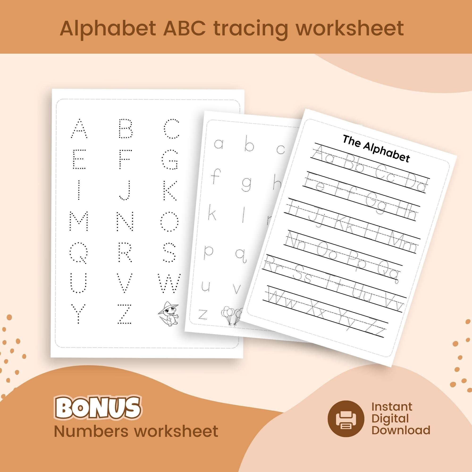 ABC Tracing Chart Sheet Alphabet and Numbers Tracing Abc - Etsy