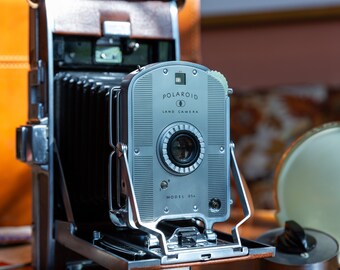VINTAGE POLAROID LAND Camera Model 95A Flash Chrome Leather Case ...