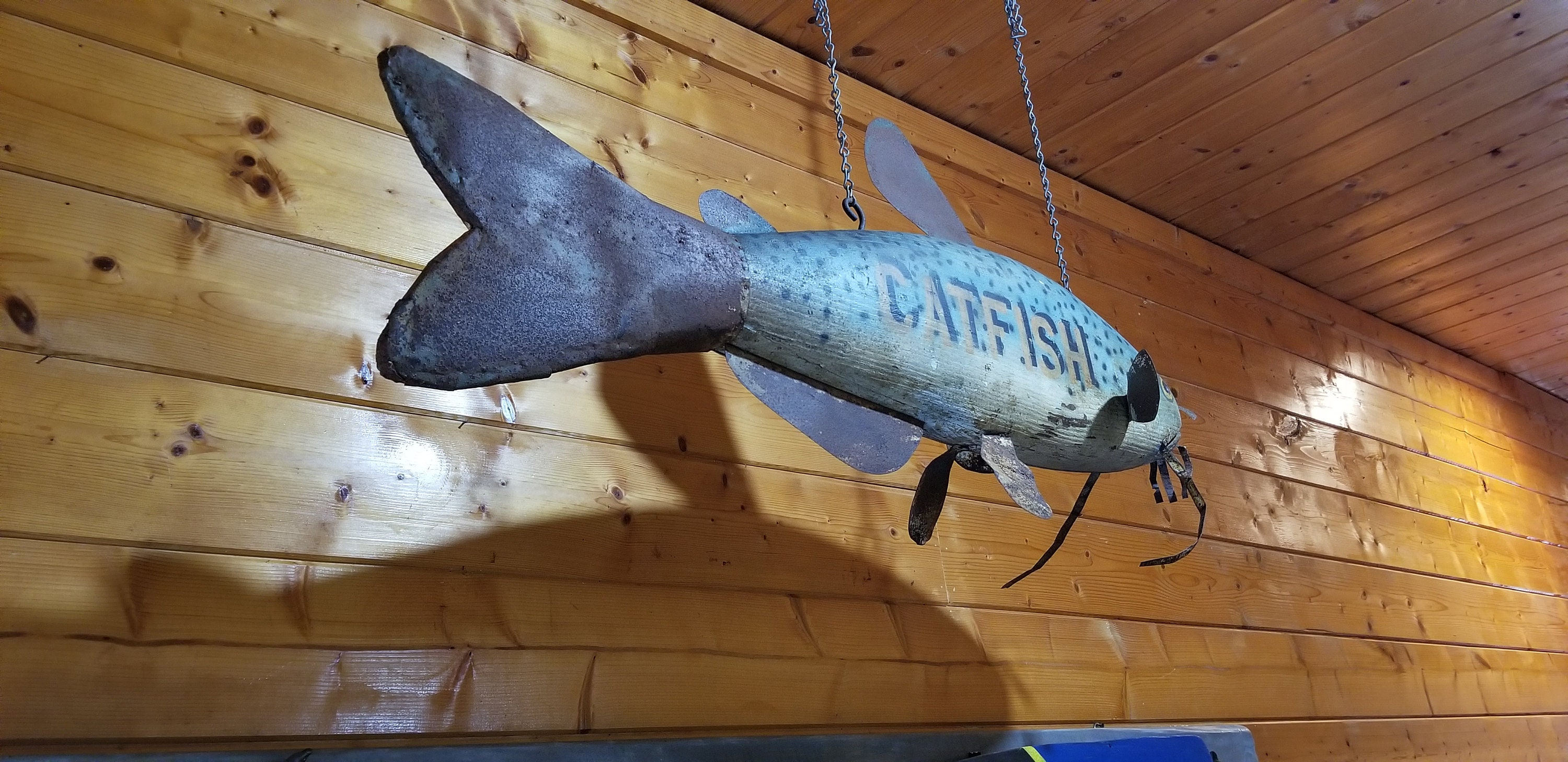 A One of A Kind Rare Large Unique Antique Folk Art Metal Catfish Hand ...