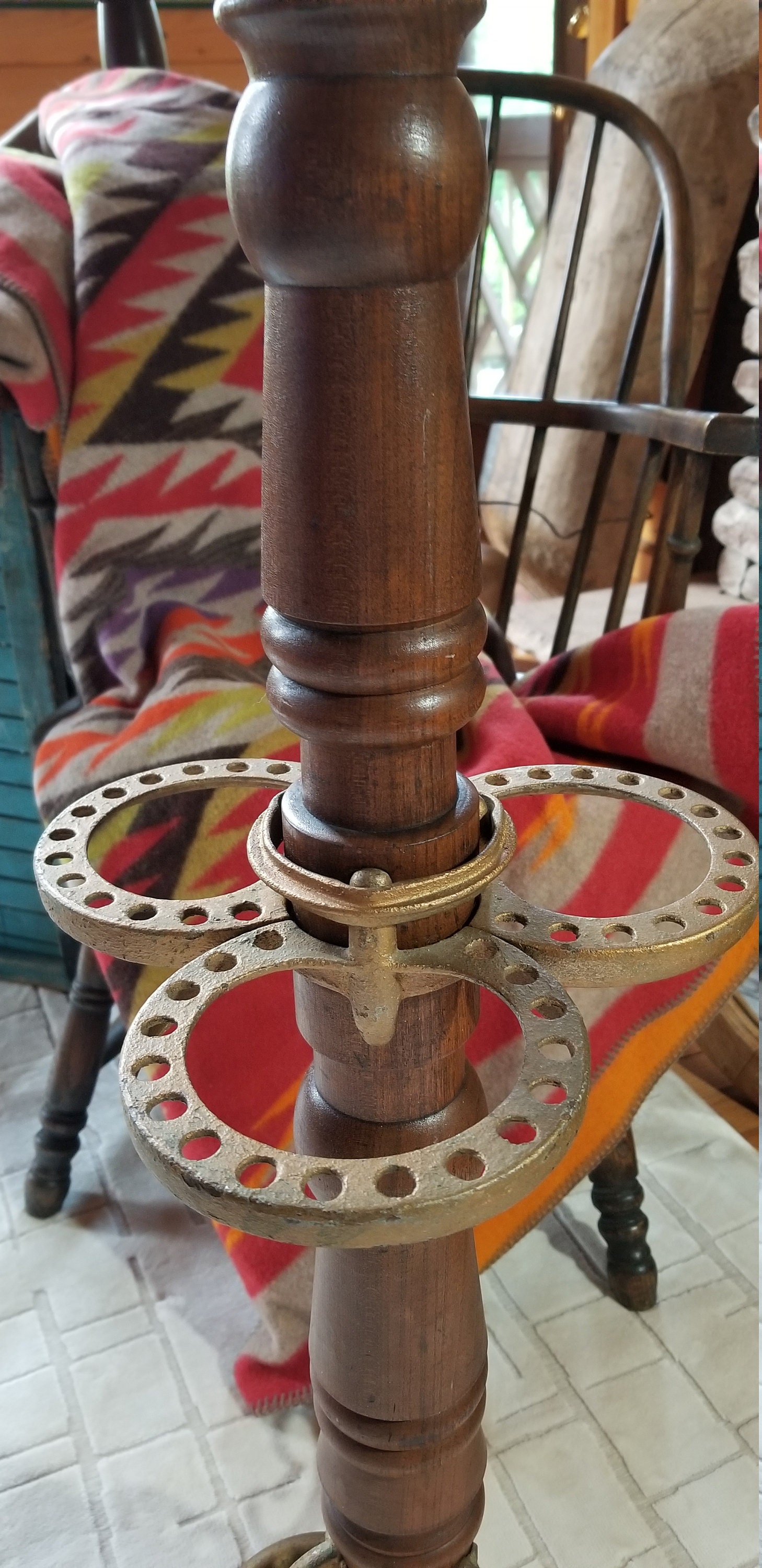 1rare Antique Turned Oak Wood Barber Shop Hall Tree 1891 Umbrella Hall ...