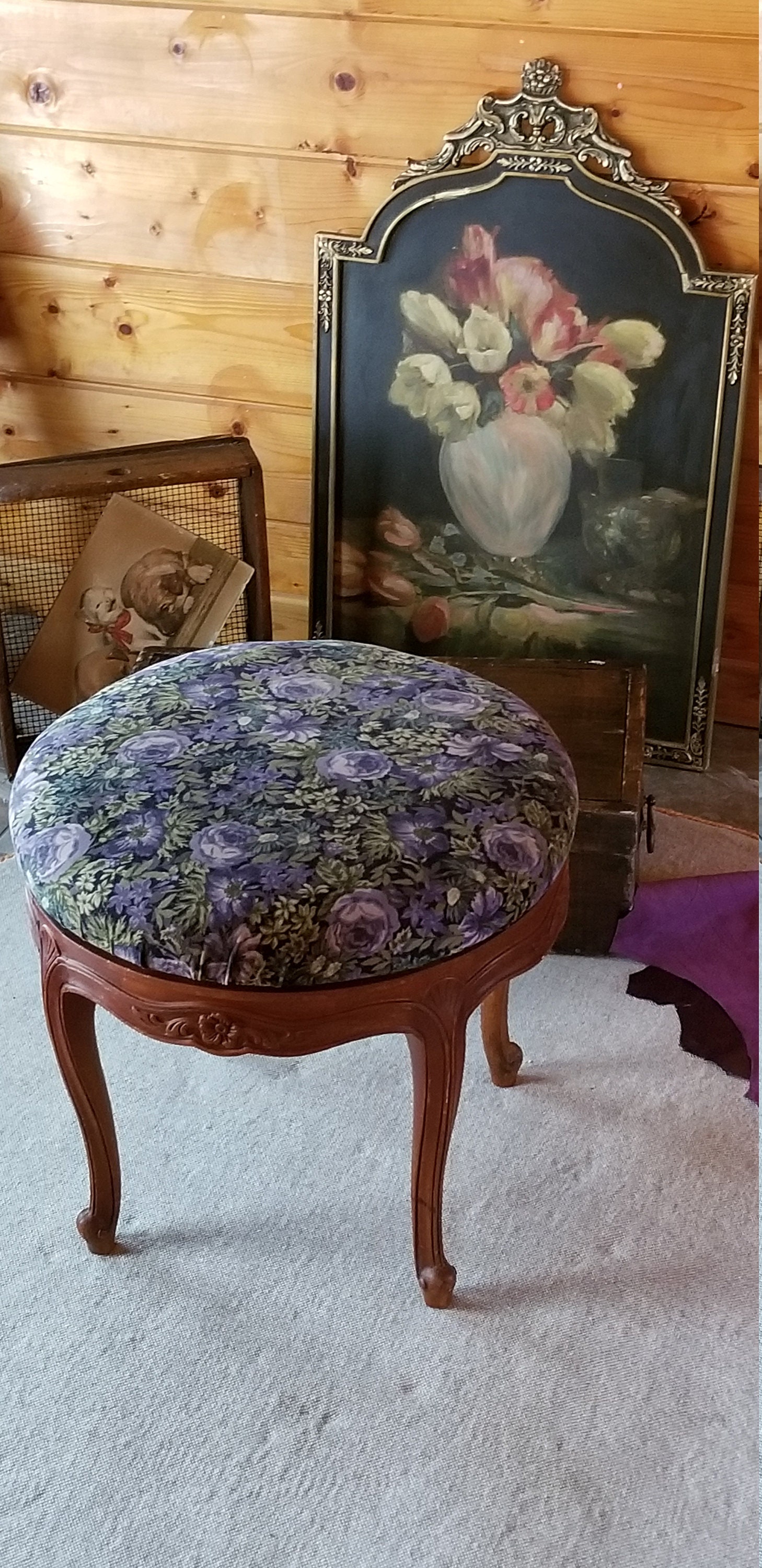 Avintage French Louis XV Style Bench With Revolving Upholstered Seat XV ...