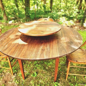 19th Century Exceptional Primitive Walnut Lazy Susan Round Table With Fine Tapered Legs Great ...