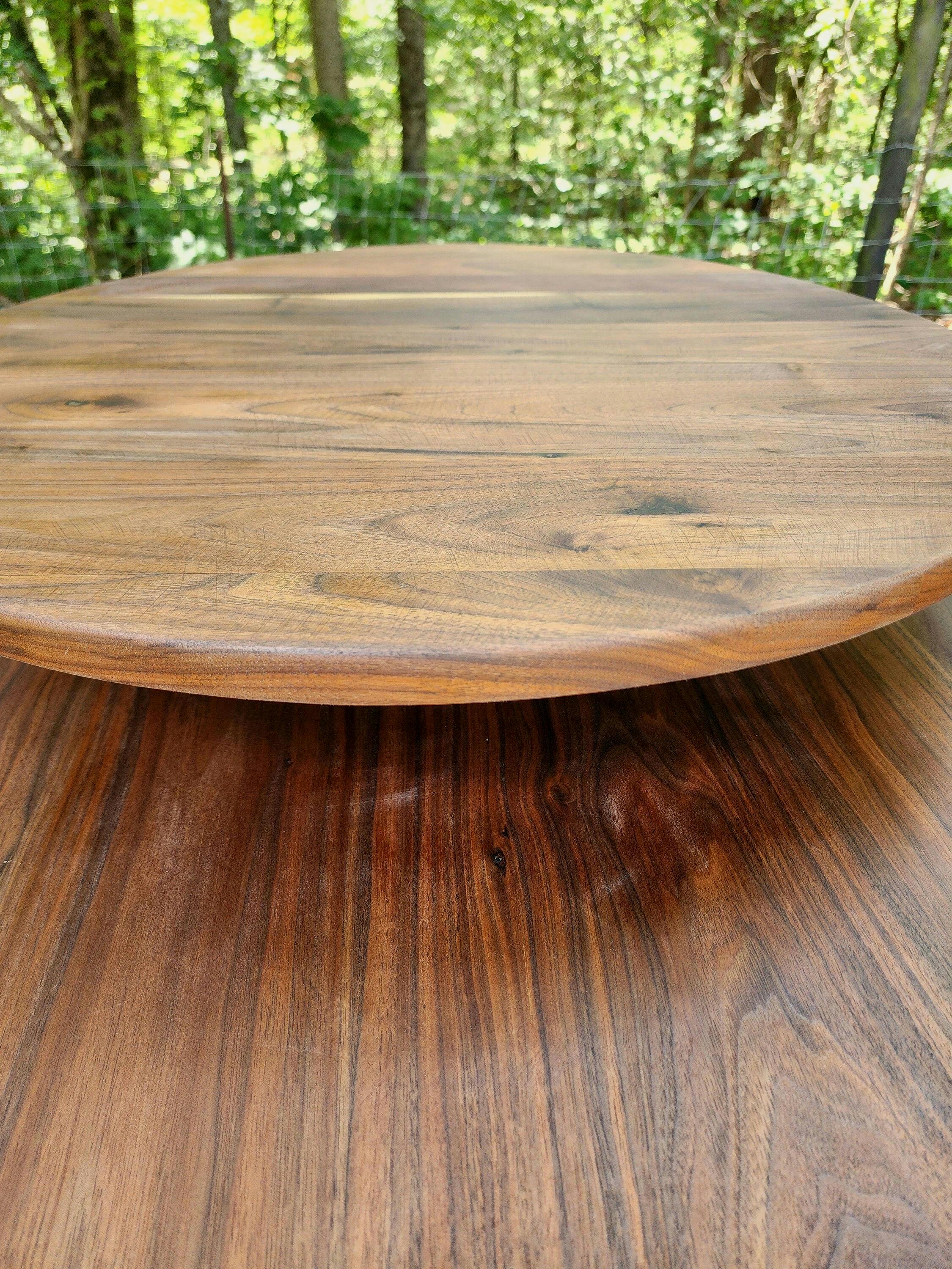 19th Century Exceptional Primitive Walnut Lazy Susan Round Table With Fine Tapered Legs Great ...