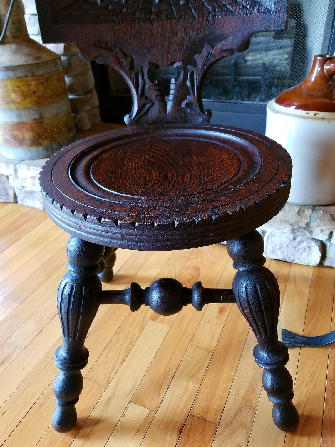 Asoldoriginal Oak Carved Pub/tavern Chair W/carved - Etsy