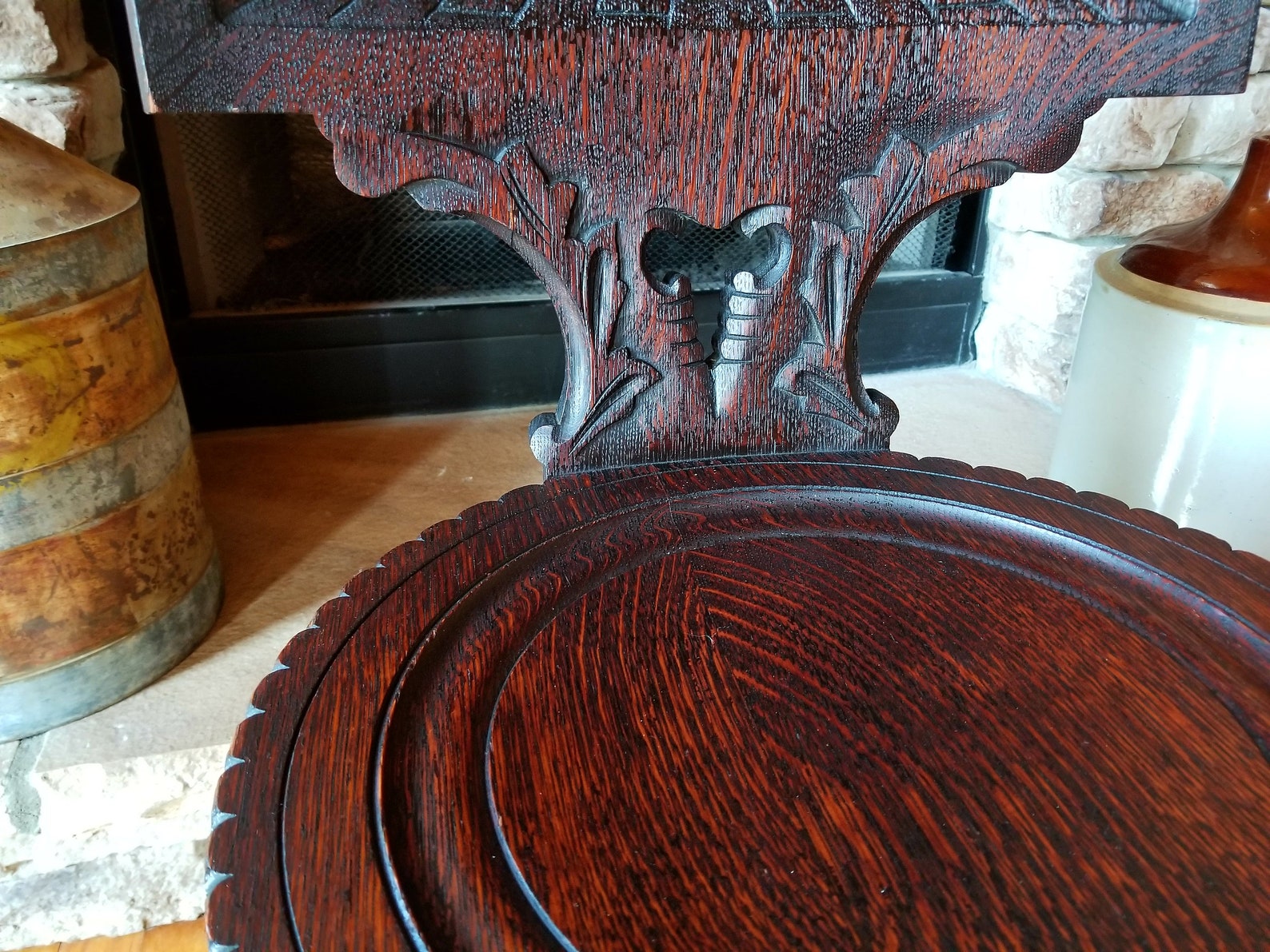 A+**sold******original Oak Carved Pub/tavern Chair W/carved Monks ...