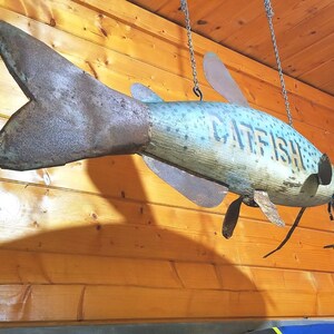 A+ One of A Kind Rare Large Unique Antique Folk Art Metal Catfish Hand ...