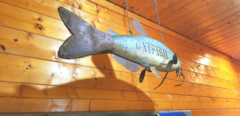 A+ One of A Kind Rare Large Unique Antique Folk Art Metal Catfish Hand ...