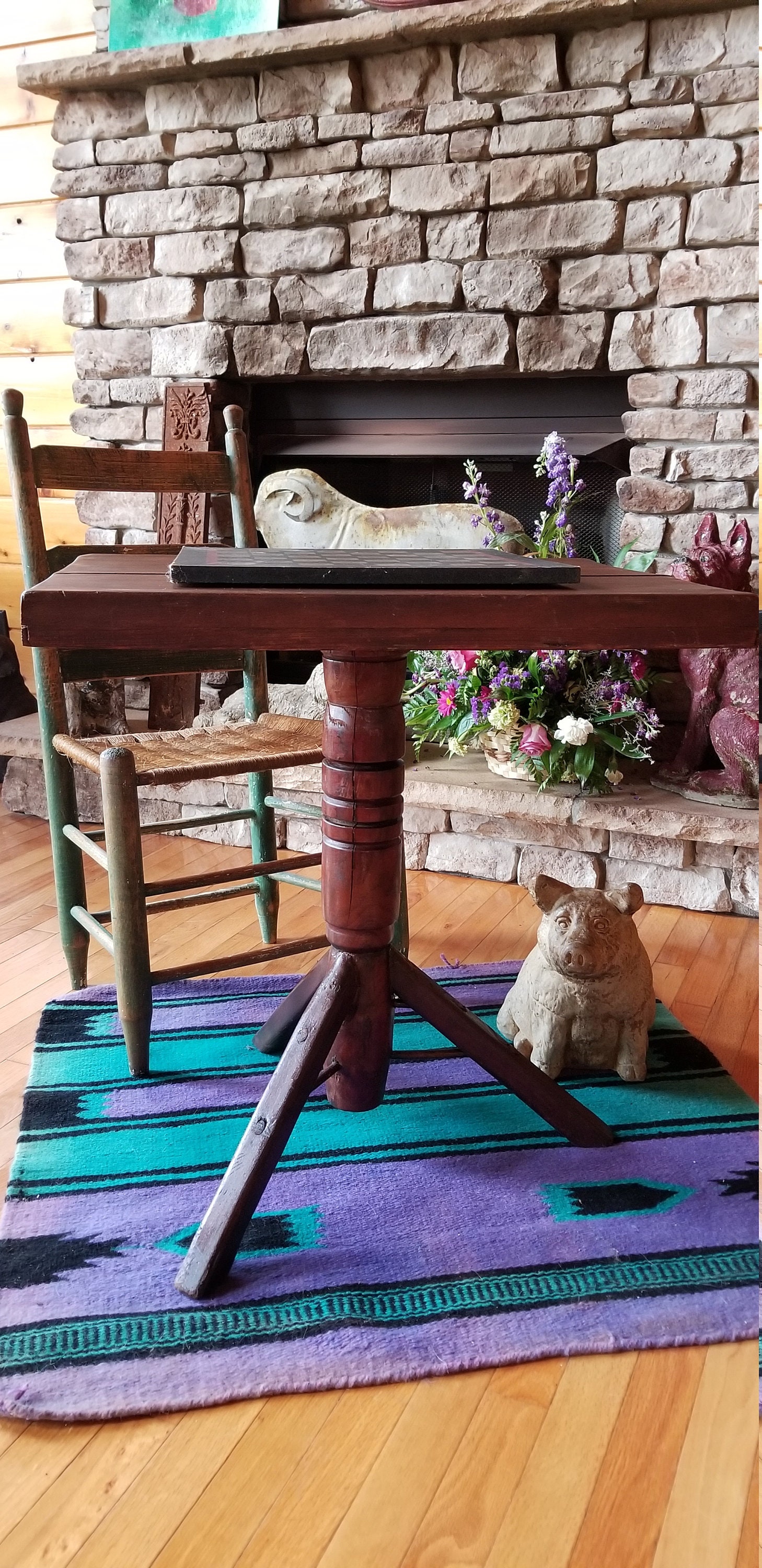A Fantastic Folk Art Table Unconventional Vintage Side Table Hand ...