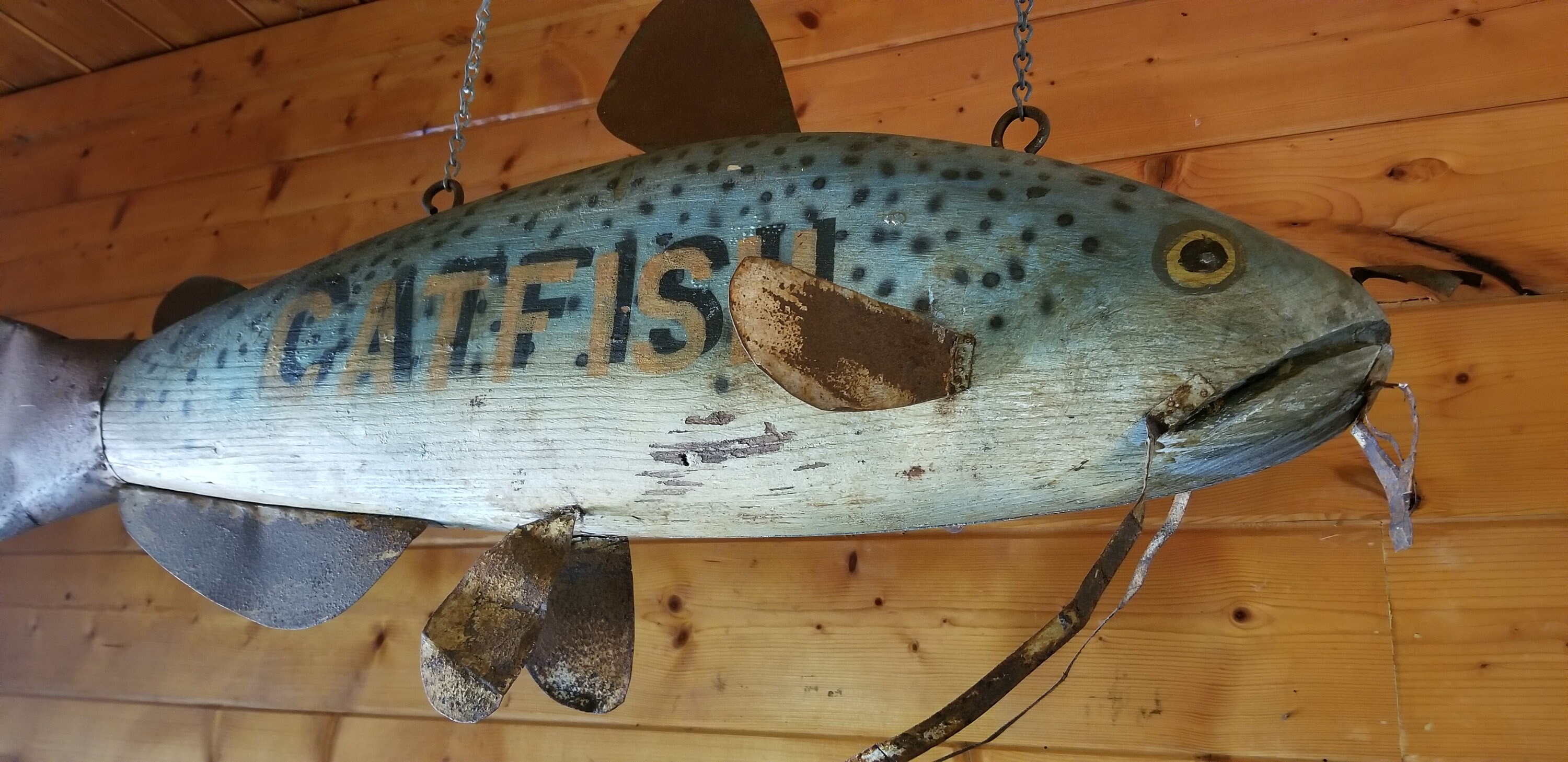 A One of A Kind Rare Large Unique Antique Folk Art Metal Catfish Hand ...