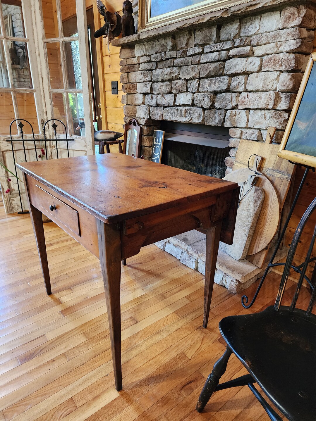 19TH Century American Shaker Primitive Utility Table With Drawer Single ...